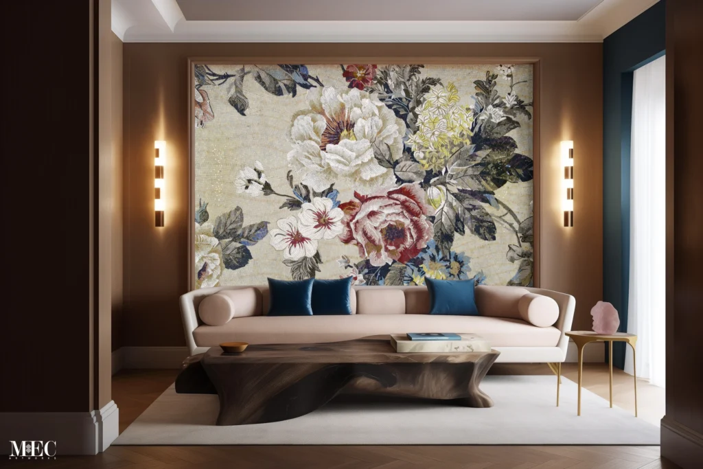 Classical Floral Mosaic Wall Mural | MEC Artworks GCC