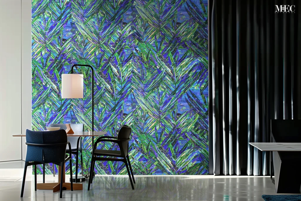 Electric Blue Textural Mosaic Wall | MEC Artworks GCC