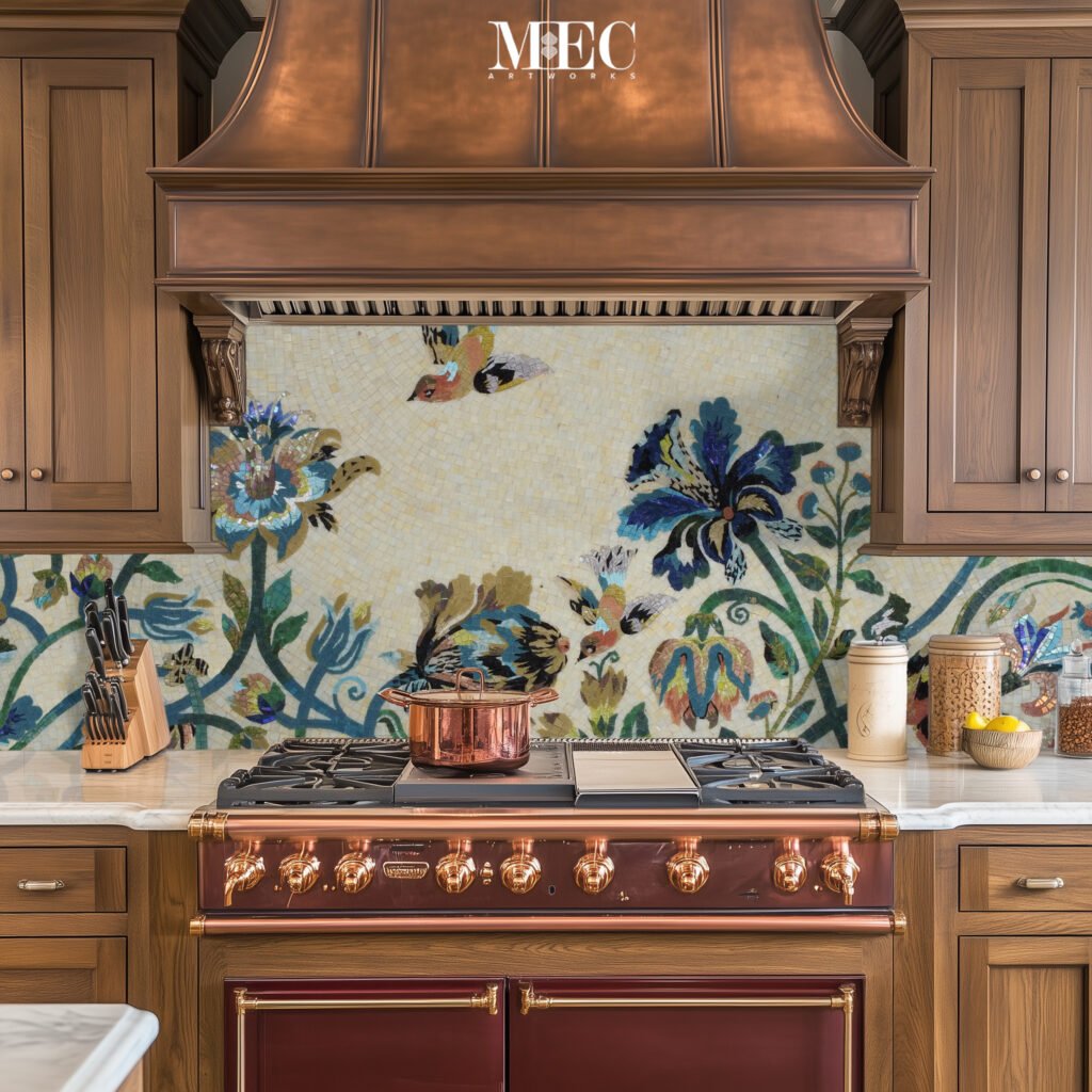 Botanical Mosaic Kitchen Backsplash | MEC Artworks GCC