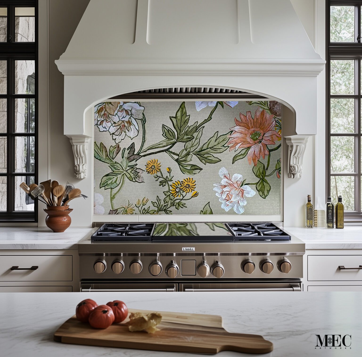 Floral Mosaic Backsplash for Kitchen | MEC Artworks GCC