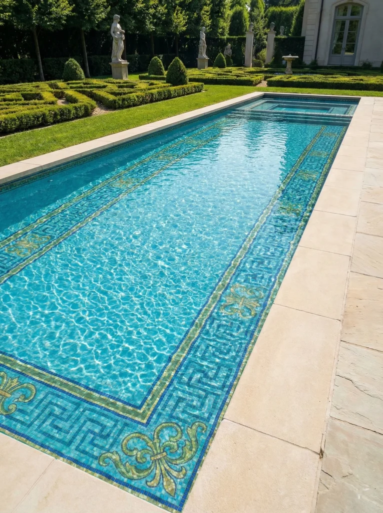 Gold Accent Aqua Pool Mosaic | MEC Artworks GCC