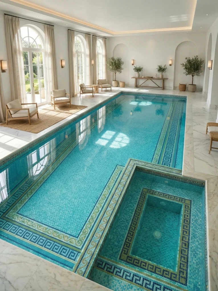 Soft Gold Accent Pool Mosaic | MEC Artworks GCC