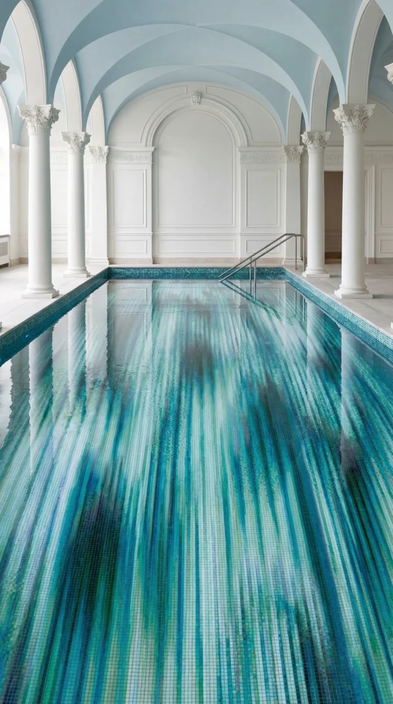 Modern Teal Stream Pool Mosaic | MEC Artworks GCC